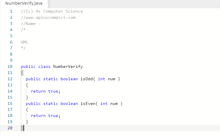 Solved NumberVerify.java 1 //(C) A+ Computer Science 2 | Chegg.com