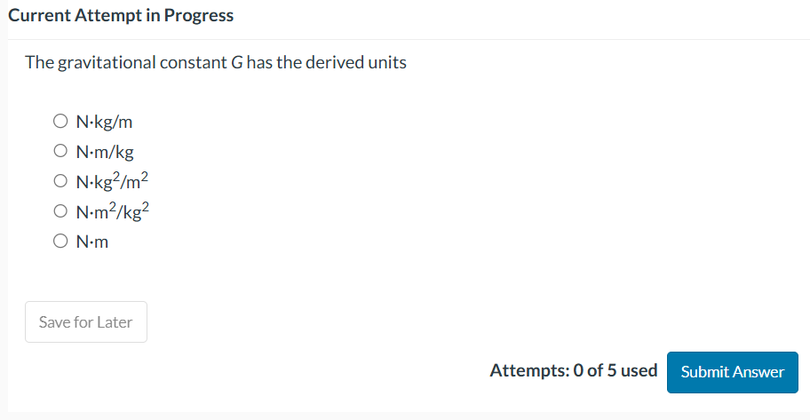 Solved Current Attempt in ProgressThe gravitational constant | Chegg.com