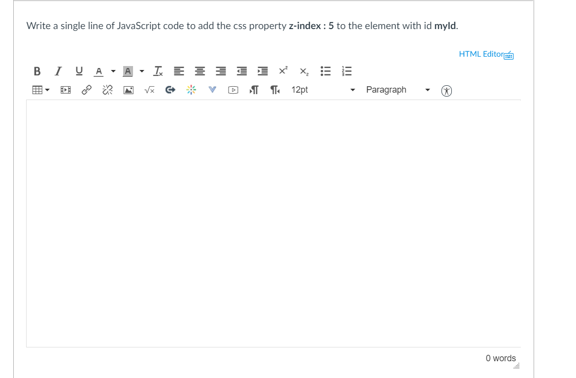 Solved Write a single line of JavaScript code to add the css | Chegg.com
