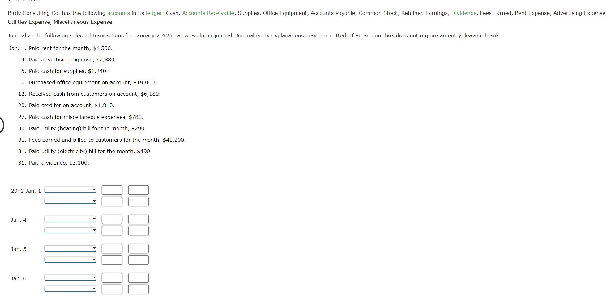 Solved Utilities Expense, Miscellaneous Expense. Jan. 1. | Chegg.com