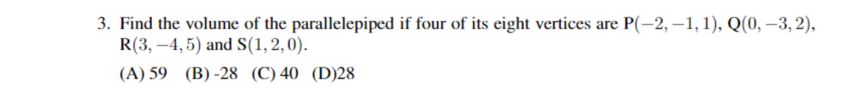 Solved 3. Find the volume of the parallelepiped if four of | Chegg.com