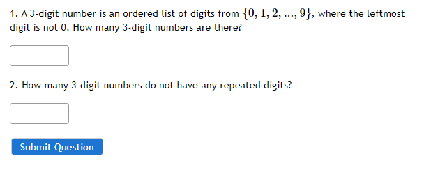 Solved 1. A 3-digit number is an ordered list of digits from | Chegg.com