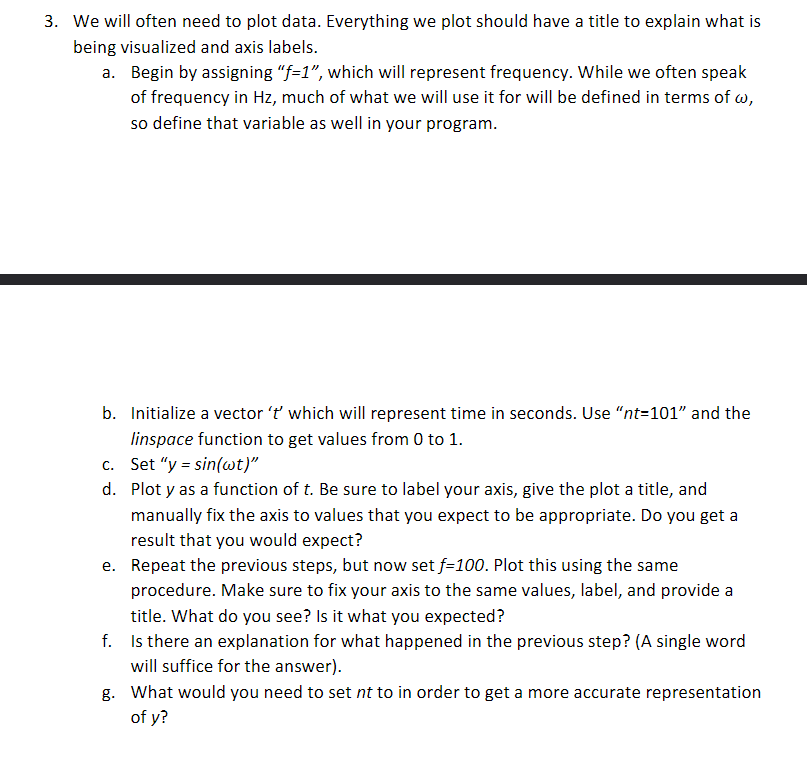 Solved 3. We will often need to plot data. Everything we | Chegg.com