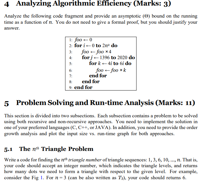 Solved Analyze the following code fragment and provide an | Chegg.com