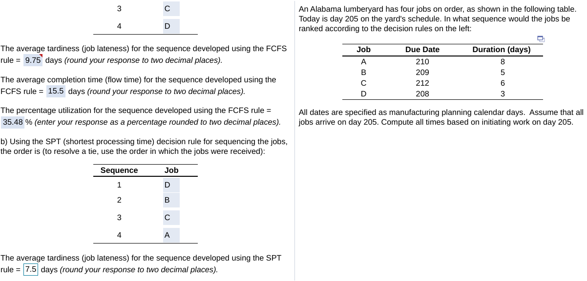 Solved TOTAL FLOW TIME = AVERAGE COMPLETION TIME = AVERAGE | Chegg.com