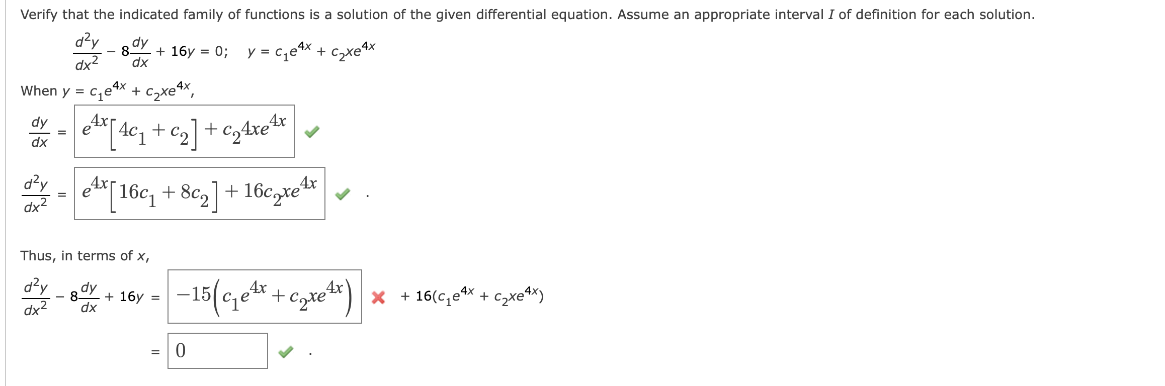 Solved Verify that the indicated family of functions is a | Chegg.com