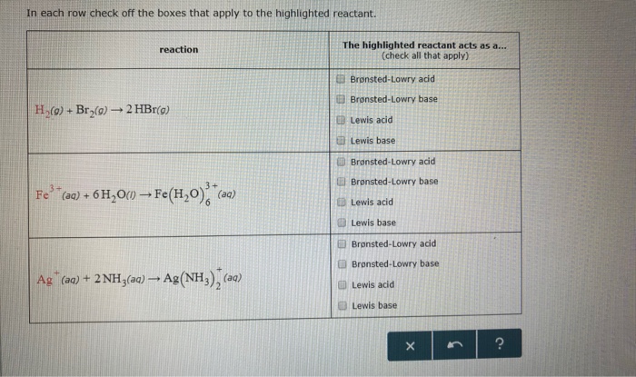 Solved In each row check off the boxes that apply to the | Chegg.com