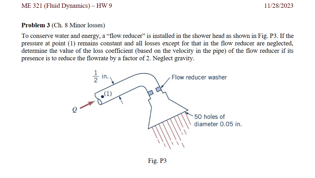 Solved ME 321 (Fluid Dynamics) - ﻿HW 91128?2023Problem | Chegg.com