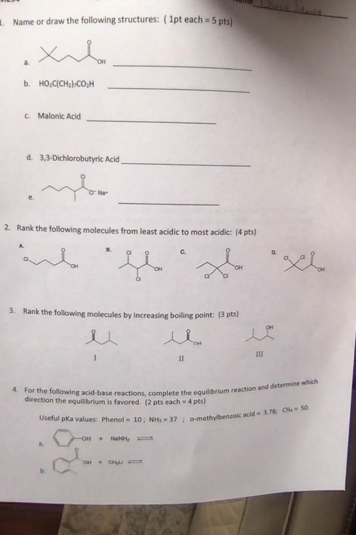 Solved Name or draw the following structures: (1pt each = 5 | Chegg.com