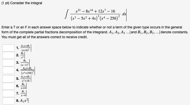Solved (1 pt) Consider the integral | Chegg.com