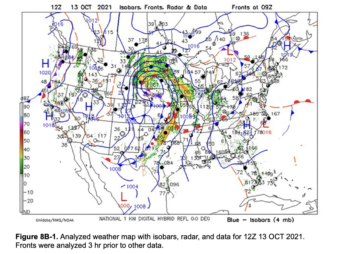 Solved Figure 8B-1. Analyzed weather map with isobars, | Chegg.com