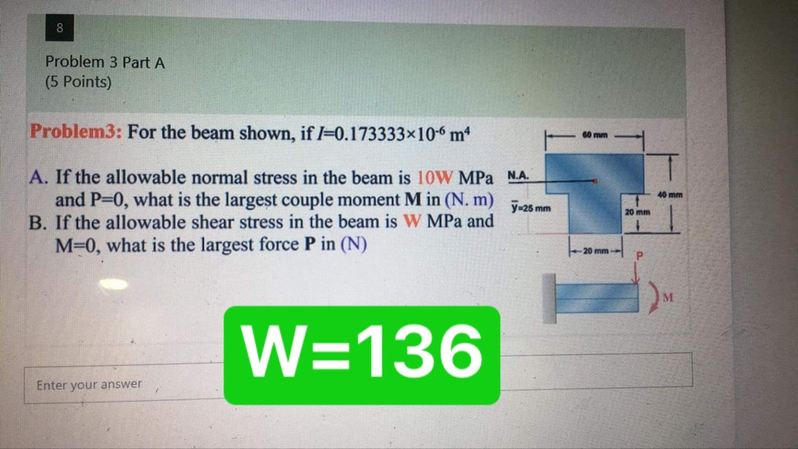 Solved 8 Problem 3 Part A (5 Points) Problem3: For the beam | Chegg.com Solved 8 Problem 3 Part A (5 Points) Problem3: For the beam | Chegg.com