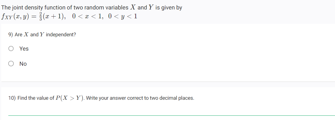 Solved The joint density function of two random variables X | Chegg.com