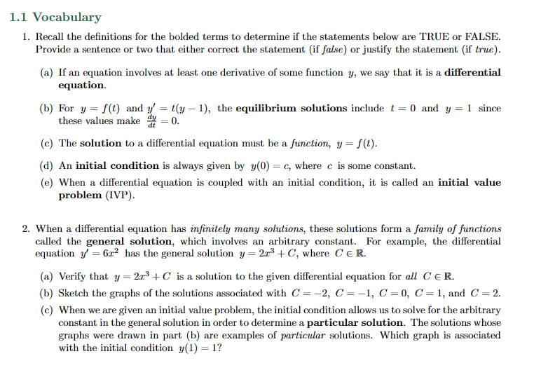 Solved 1 Vocabulary 1. Recall the definitions for the bolded | Chegg.com