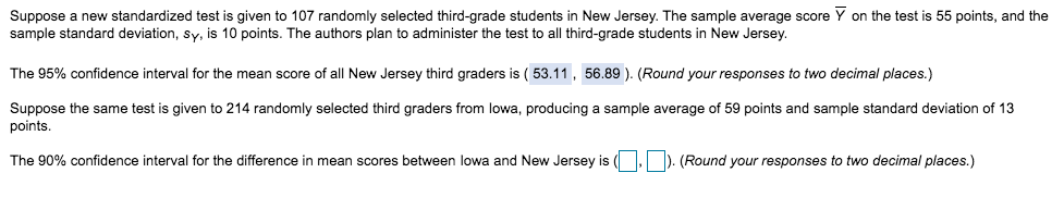Solved Suppose a new standardized test is given to 107 | Chegg.com