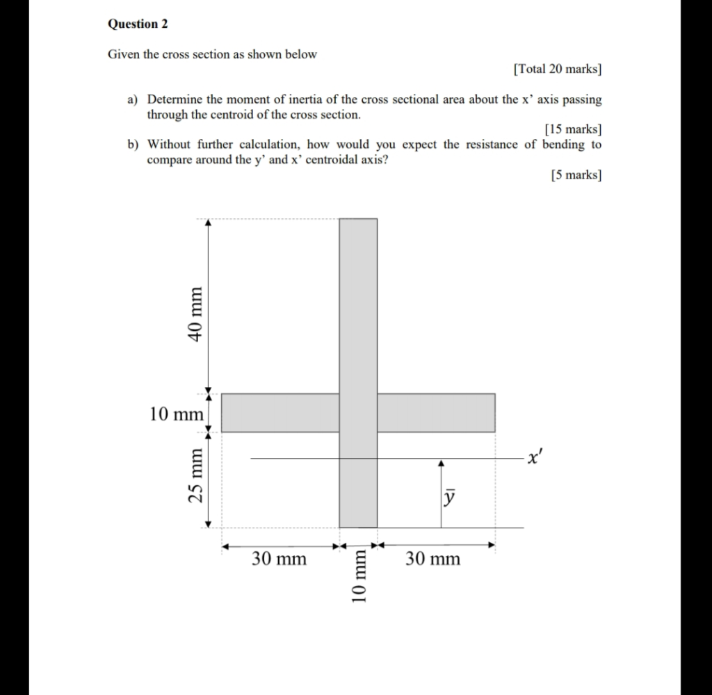 Solved Question 2 Given the cross section as shown below | Chegg.com