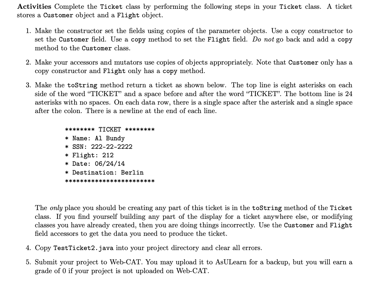 Solved Ticket - customer : Customer - flight : Flight + | Chegg.com
