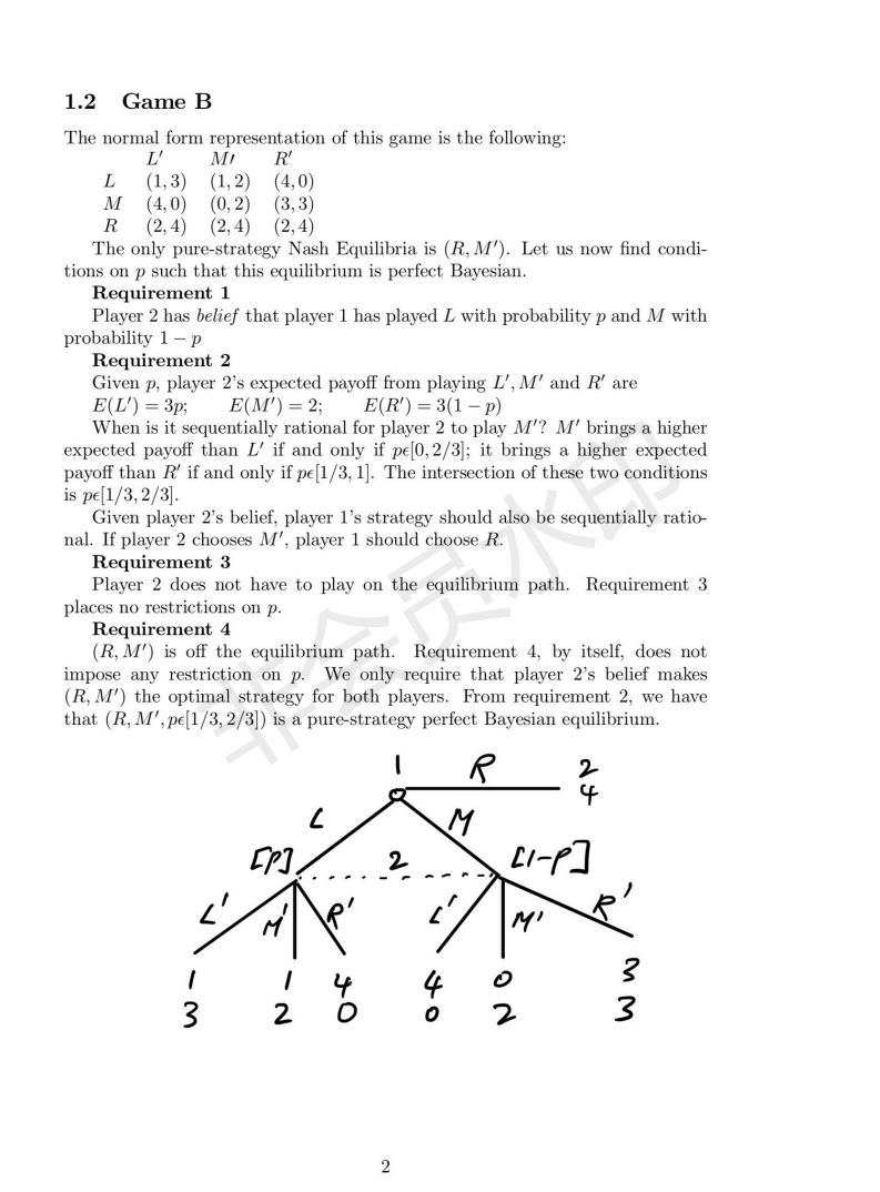 1.2 Game B The normal form representation of this | Chegg.com