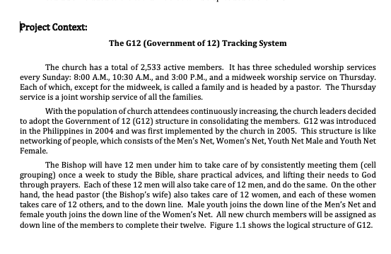Solved Project Context: The G12 (Government of 12) Tracking | Chegg.com