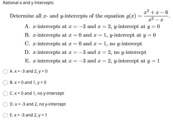 Solved Rational x and y Intercepts 2? +3-6 Determine all c- | Chegg.com
