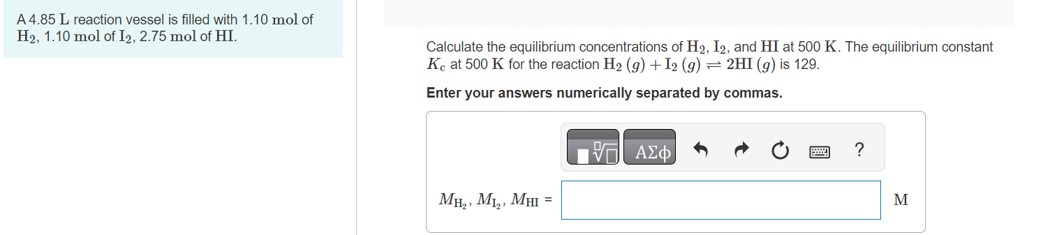 Solved A 4.85 L reaction vessel is filled with 1.10 mol of | Chegg.com
