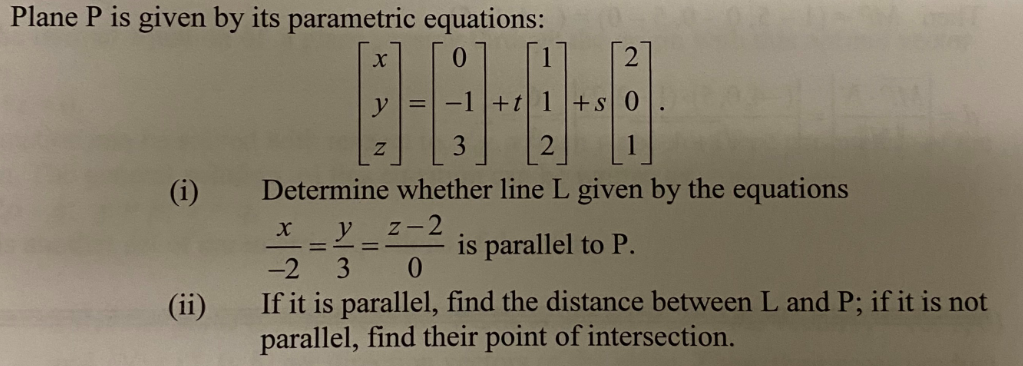 Solved Plane P is given by its parametric equations: | Chegg.com