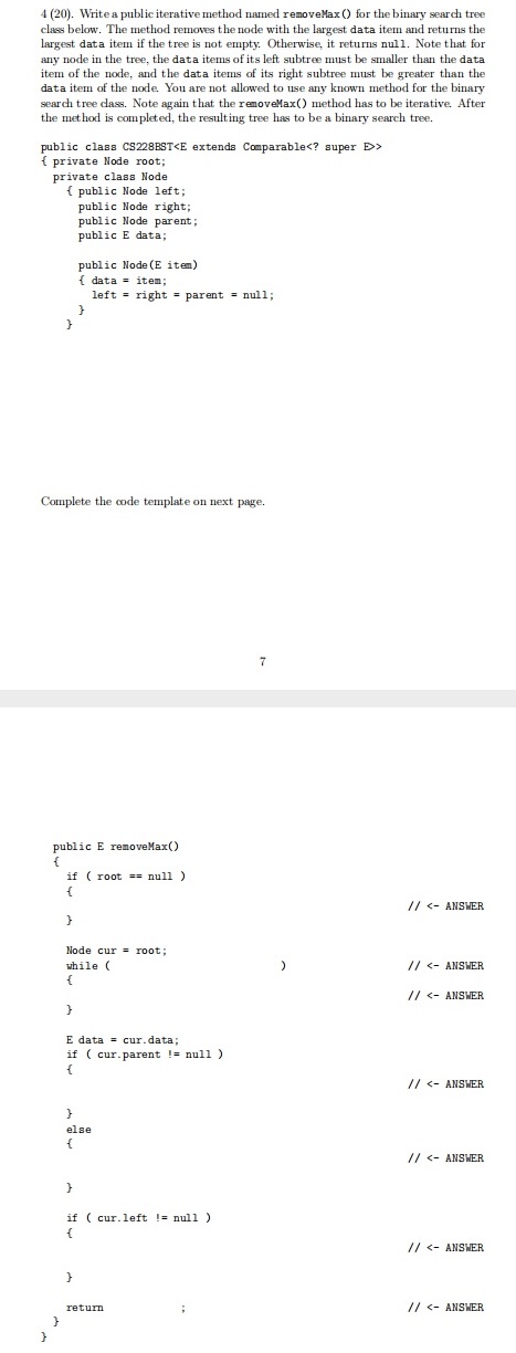 Solved 4 (20). ﻿Write a public iterative method named | Chegg.com