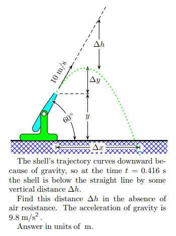 Solved A cannon fires a 0.312 kg shell with initial velocity | Chegg.com