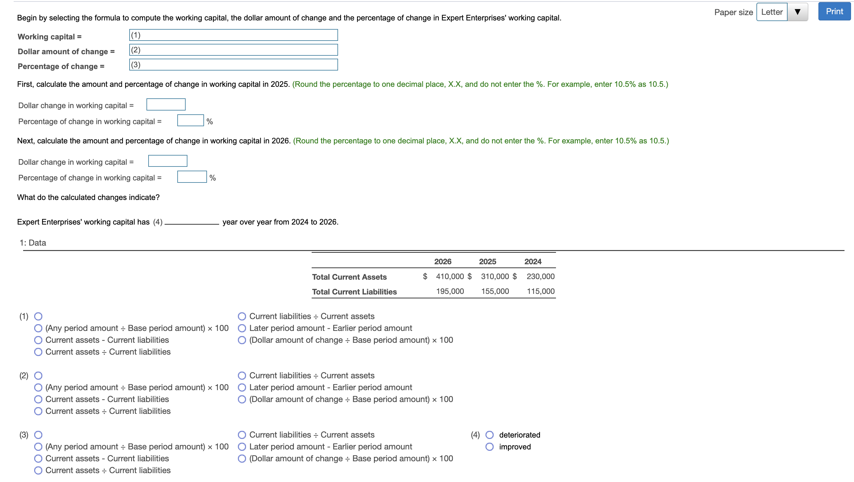 Solved Begin by selecting the formula to compute the working | Chegg.com