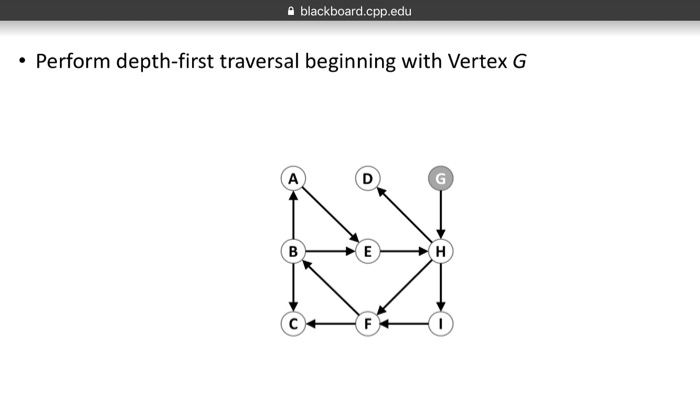 Solved blackboard.cpp.edu Perform depth-first traversal | Chegg.com