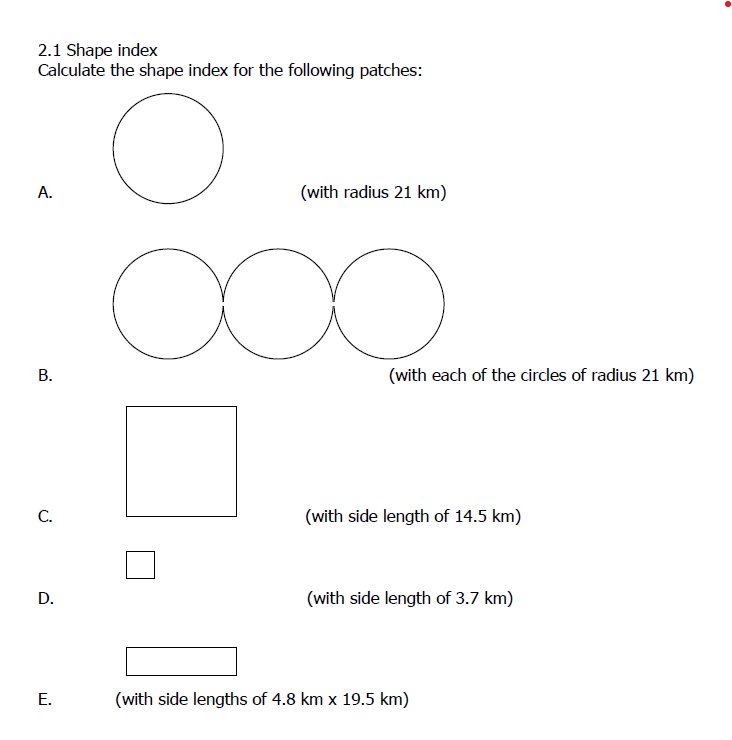 Solved 2.1 Shape index Calculate the shape index for the | Chegg.com