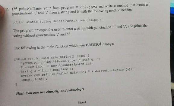 Solved 2 25 Points Name Your Java Program Prob2java And 