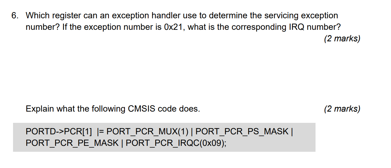 Solved 6. Which register can an exception handler use to | Chegg.com