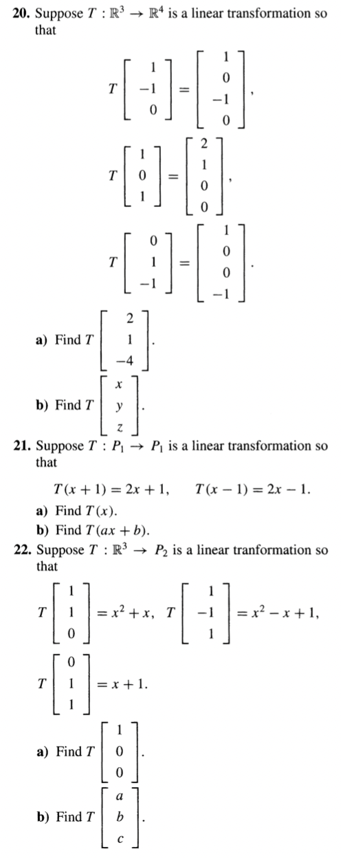 Solved 20. Suppose T : R3 → R4 is a linear transformation so | Chegg.com