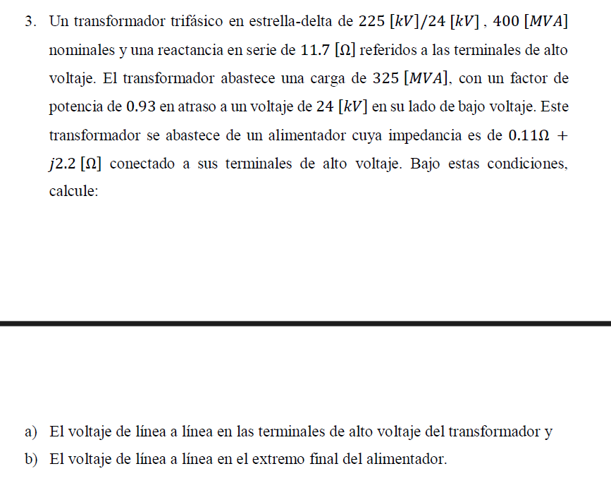 .calcule:a) ﻿el voltaje de linea a linea en las | Chegg.com