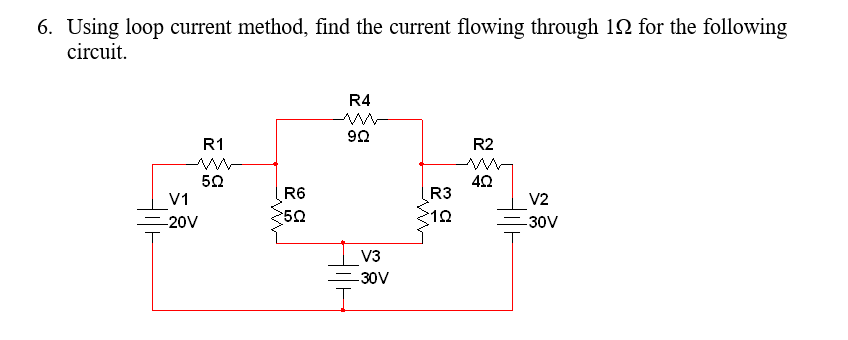 Solved 6. Using loop current method, find the current | Chegg.com