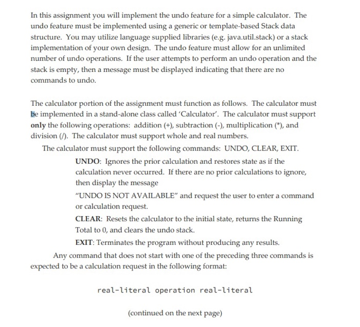 Solved In this assignment you will implement the undo | Chegg.com