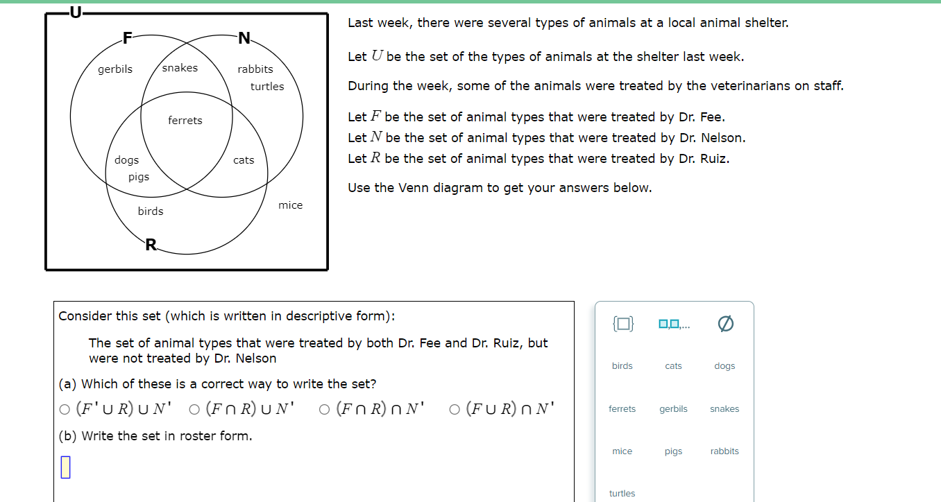Solved Last week, there were several types of animals at a | Chegg.com