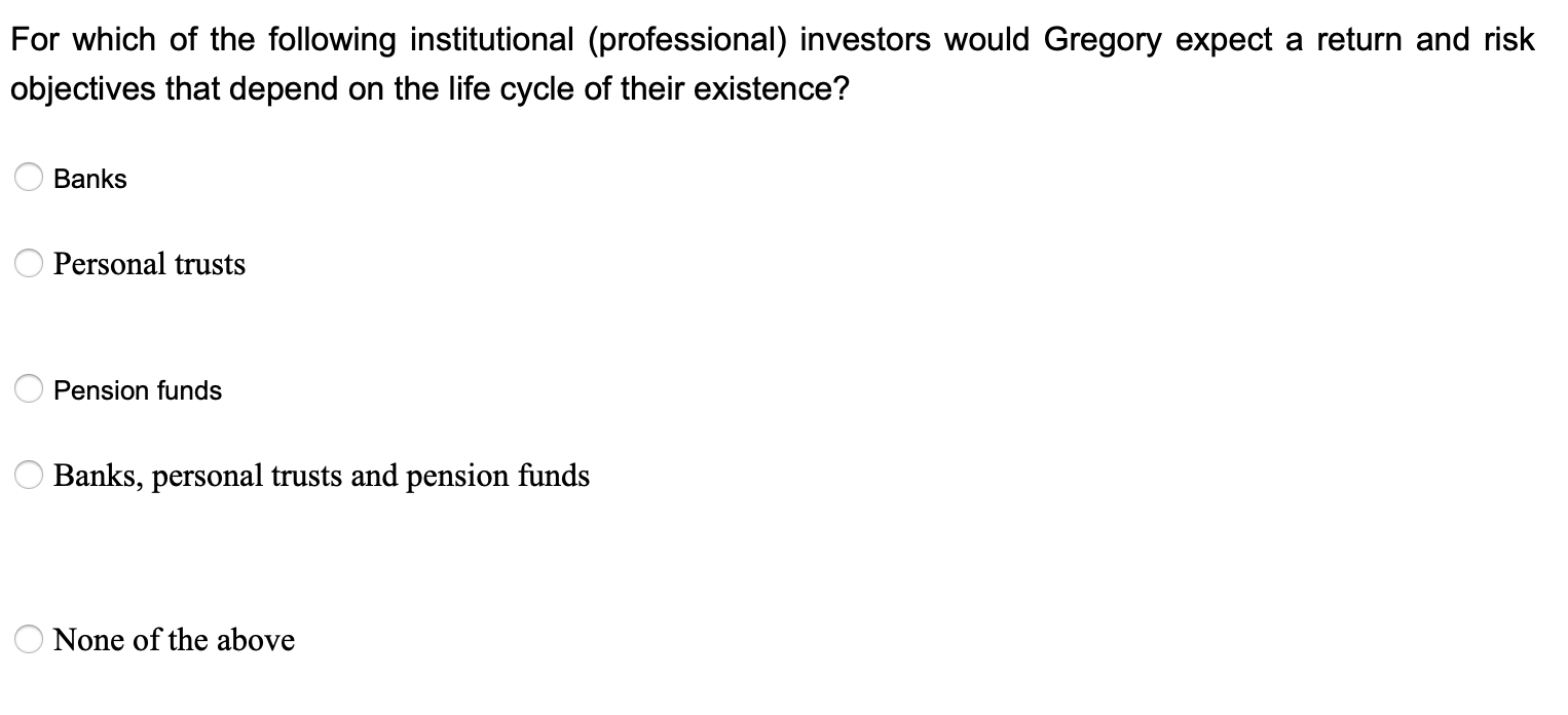 Solved For which of the following institutional | Chegg.com