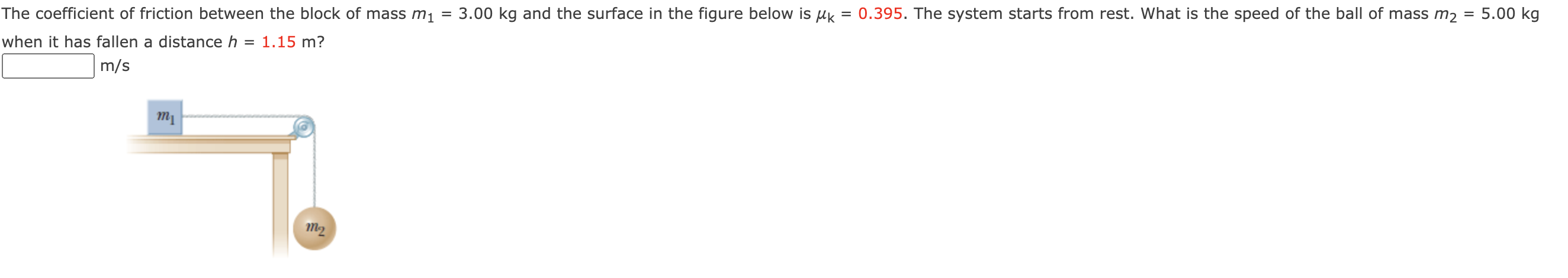 Solved when it has fallen a distance h=1.15 m ? m/s | Chegg.com