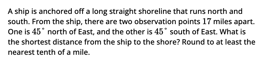 Solved A ship is anchored off a long straight shoreline that | Chegg.com