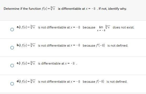 Solved Determine if f(x) is differentiable at x = a using | Chegg.com