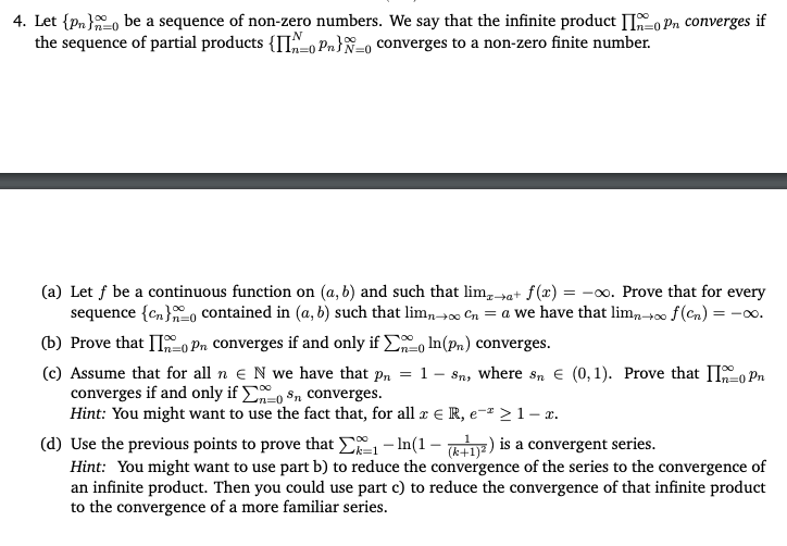 Solved 4. Let {Pr} be a sequence of non-zero numbers. We say | Chegg.com