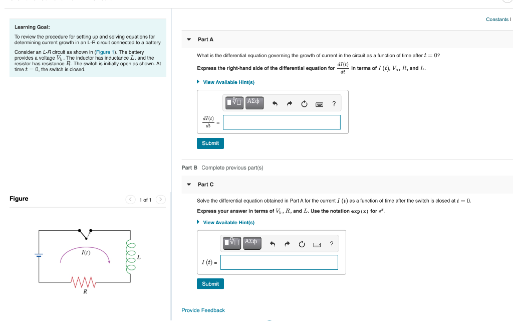 Solved Constants Part A Learning Goal: To review the | Chegg.com