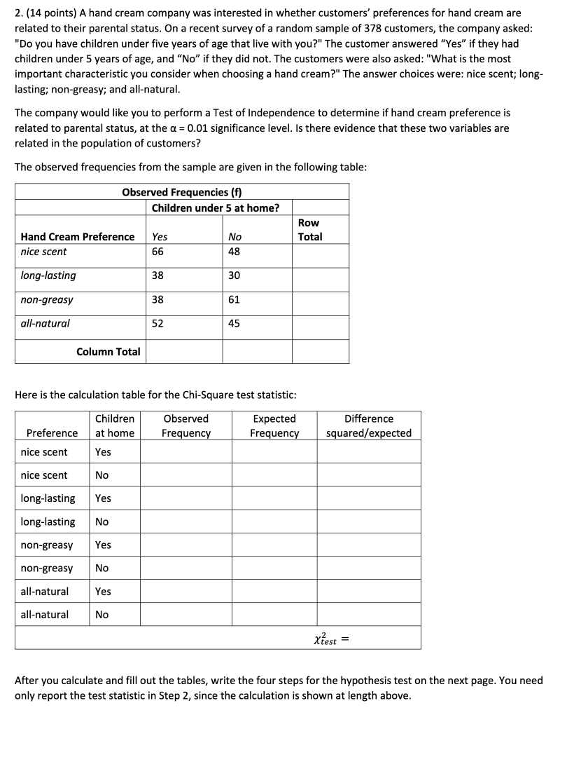 Solved For each problem, show at minimum: a. 1) The null and | Chegg.com