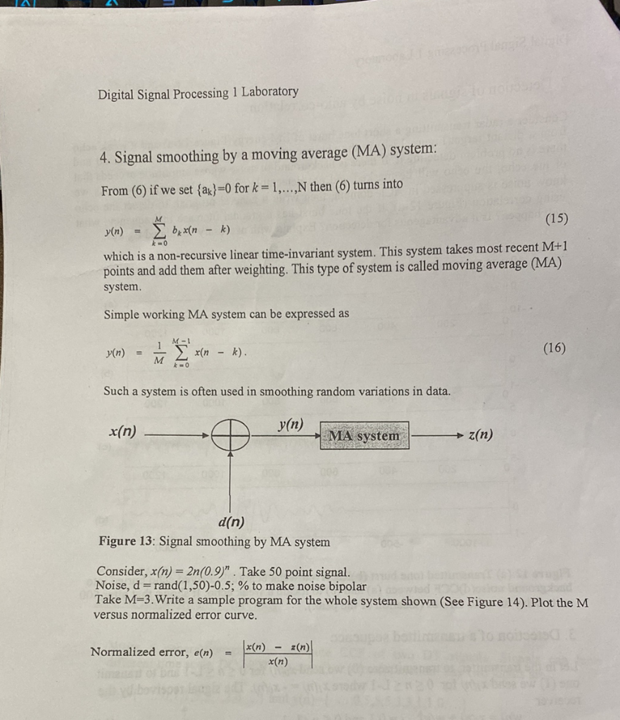 Solved Digital Signal Processing 1 Laboratory 4. Signal | Chegg.com