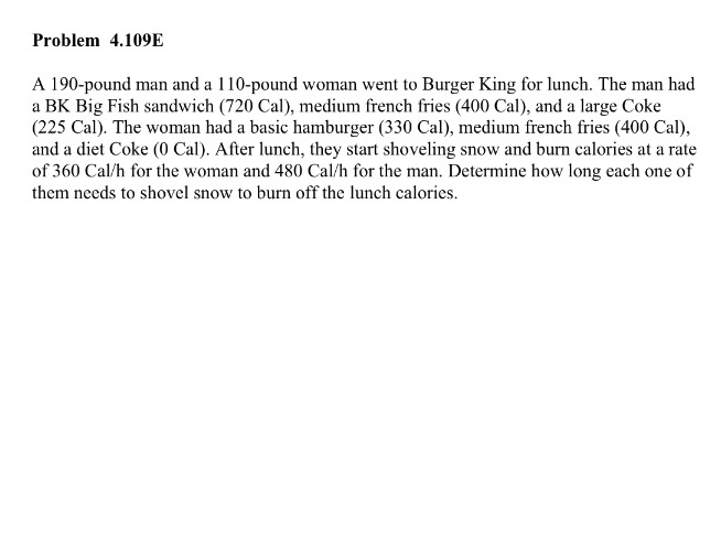 Solved Problem 4.109E A 190-pound man and a 110-pound woman | Chegg.com