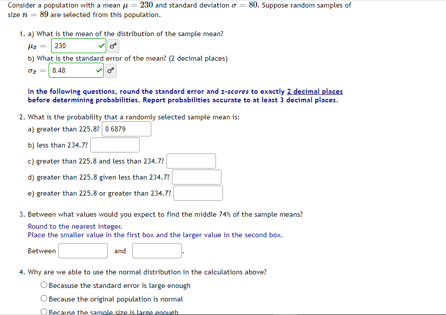 Because the sample mean is large enough Because the | Chegg.com