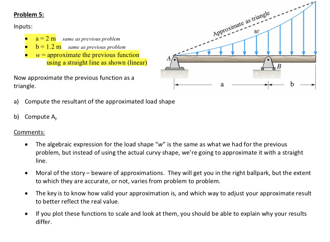 Solved Problem 5: Inputs: Approximate as triangle a 2 m same | Chegg.com