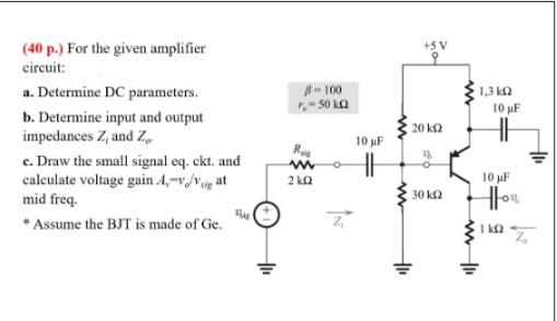 Solved ou A-100 S0 ΚΩ 1,3 kΩ 10 F 20 ΚΩ (40 p.) For the | Chegg.com